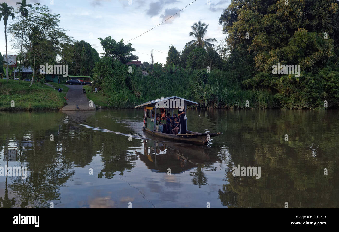 Ferry at Siniawan, Kuching, at dusk, Malaysia Stock Photo - Alamy