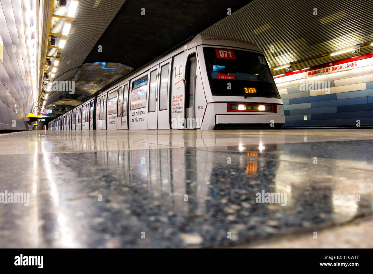 SANTIAGO, CHILE - OCTOBER 2015: An special Santiago Metro NS93 train ...