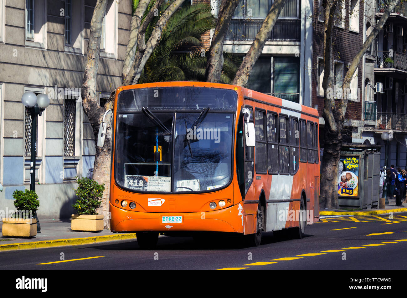 SANTIAGO, CHILE - AUGUST 2016: Transantiago bus in Providencia, on ...
