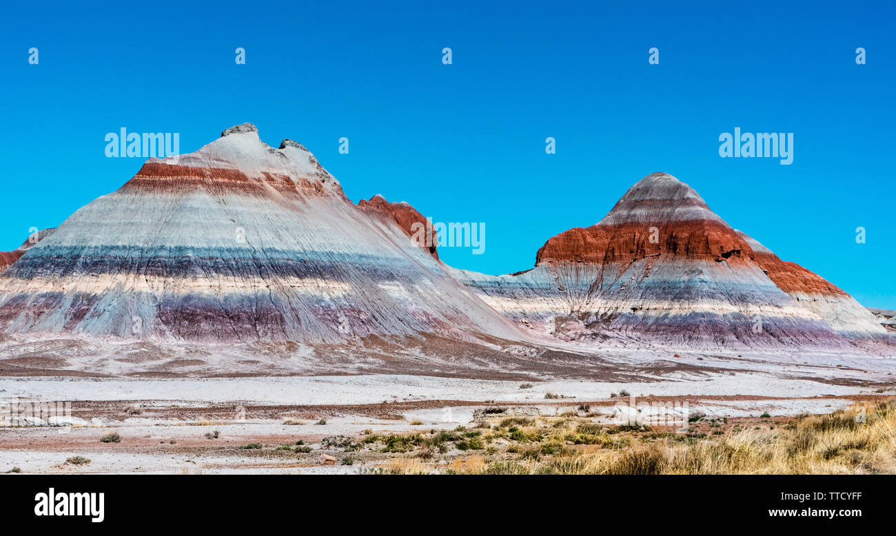 Blue Mesa peaks on a cloudless spring day in the Petrified Forest ...