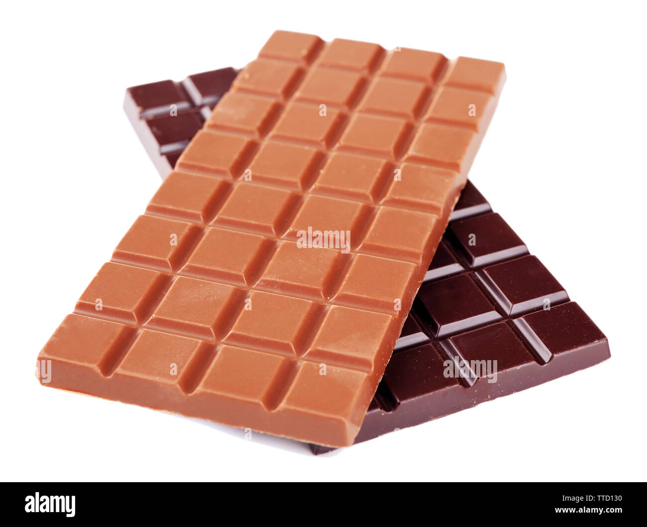 Chocolate bars isolated on white Stock Photo - Alamy
