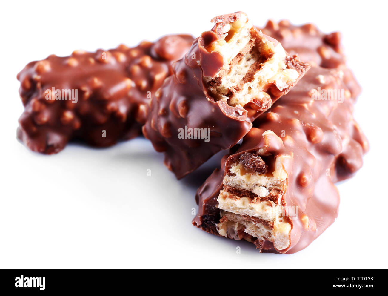 broken crispy candy bars, isolated on white Stock Photo - Alamy