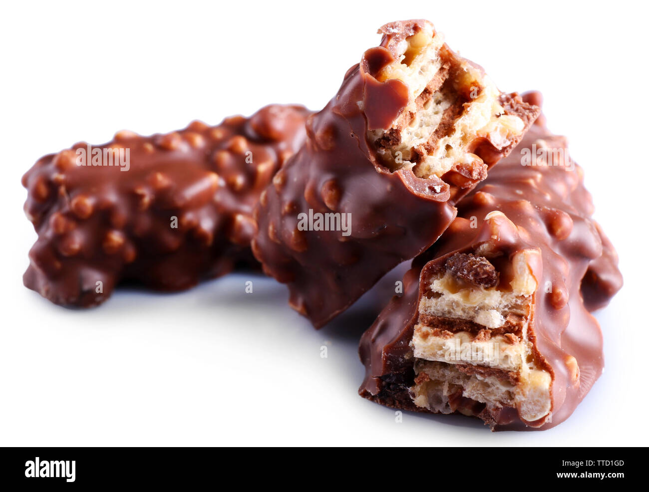 broken crispy candy bars, isolated on white Stock Photo - Alamy