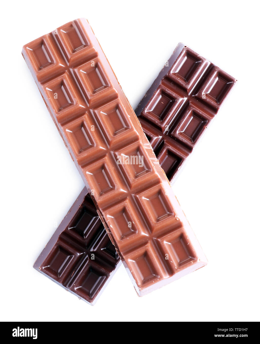 Two chocolate bars, isolated on white Stock Photo - Alamy