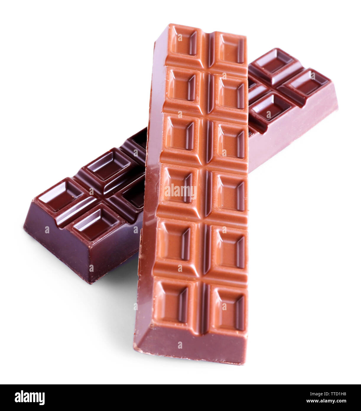 Two chocolate bars, isolated on white Stock Photo - Alamy
