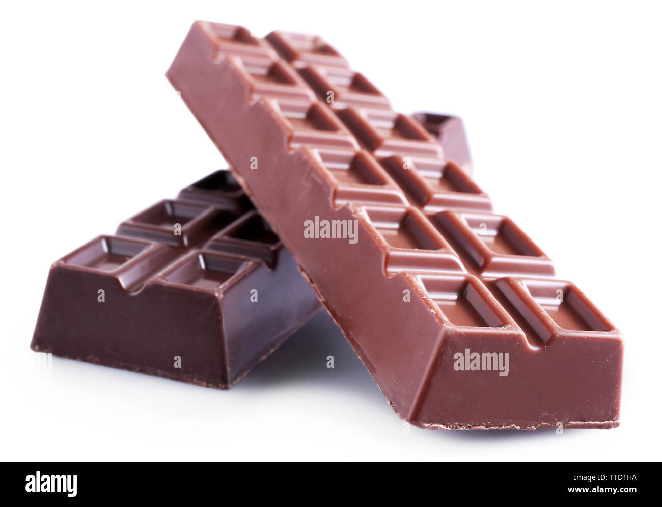 Two chocolate bars, isolated on white Stock Photo - Alamy