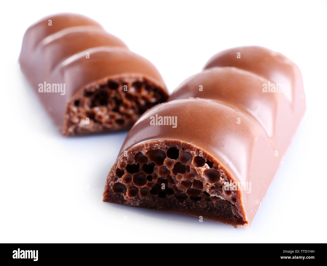 Broken chocolate stick, isolated on white Stock Photo - Alamy