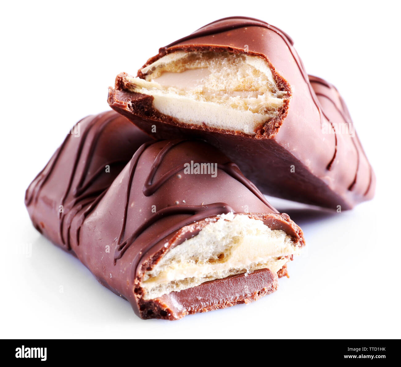 Broken chocolate stick, isolated on white Stock Photo - Alamy