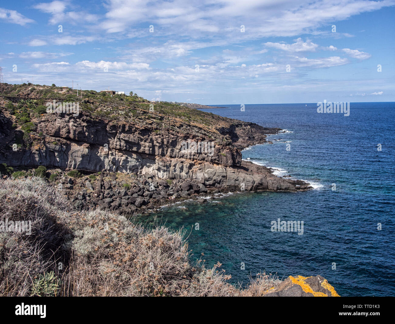 Sea, coast and cliff of Pantelleria, Sicily, Italy, beautiful ...