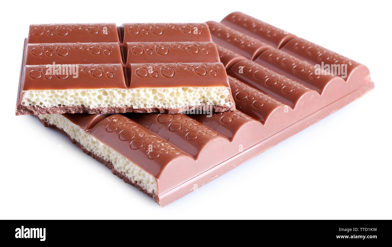 broken chocolate bar, isolated on white Stock Photo - Alamy