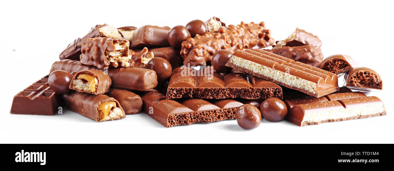 mix of chocolate, isolated on white Stock Photo - Alamy