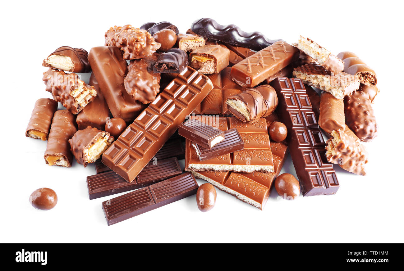 mix of chocolate, isolated on white Stock Photo - Alamy