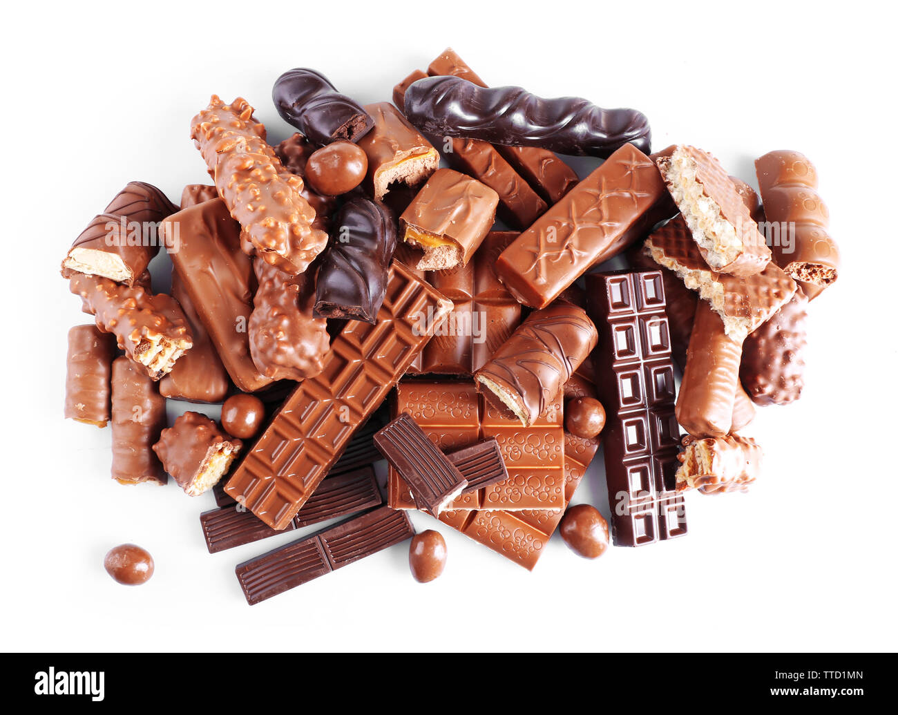 mix of chocolate, isolated on white Stock Photo - Alamy