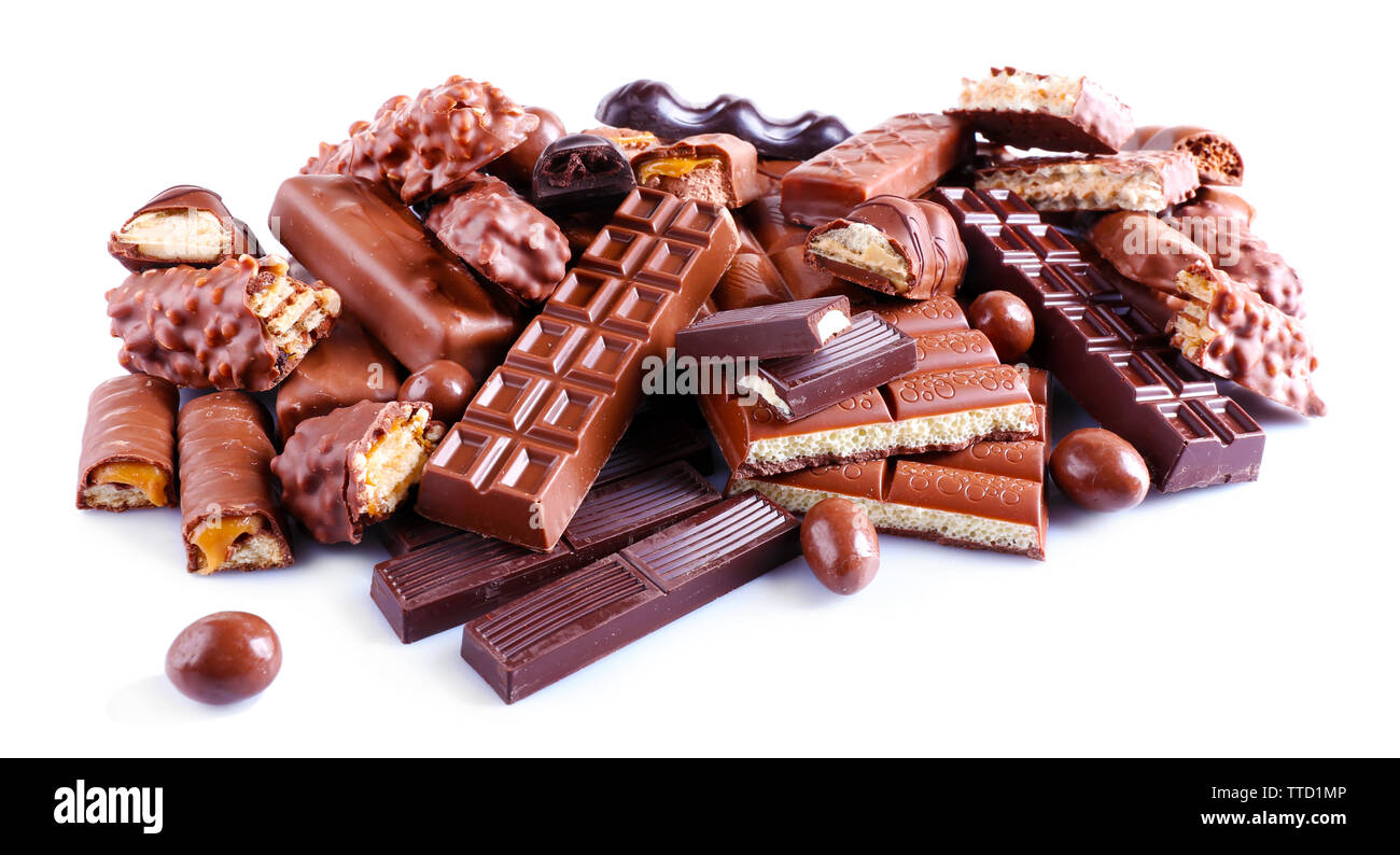mix of chocolate, isolated on white Stock Photo - Alamy