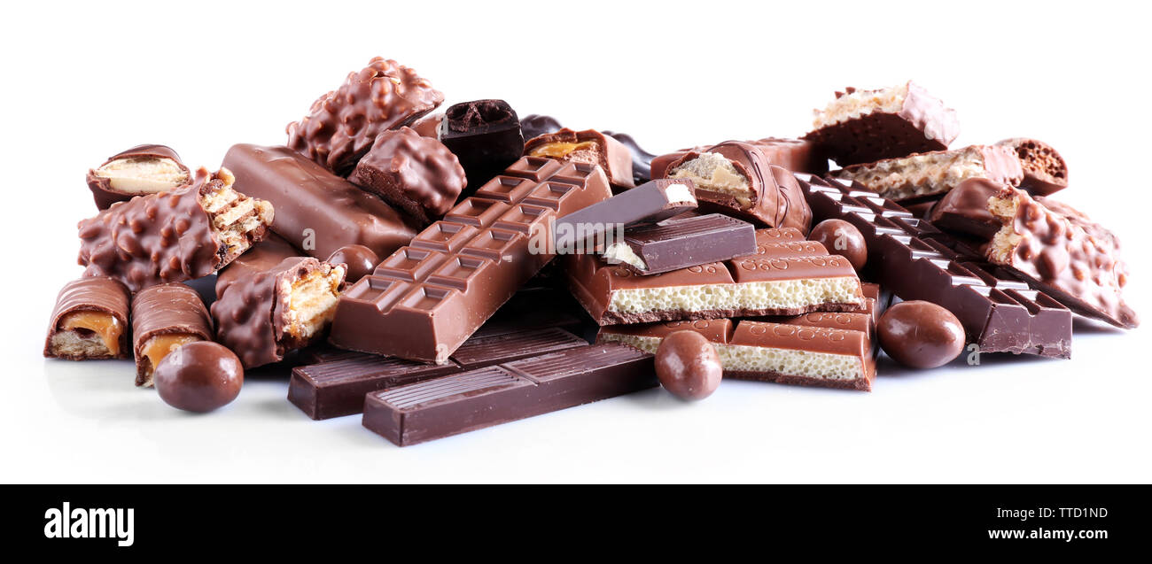 mix of chocolate, isolated on white Stock Photo - Alamy