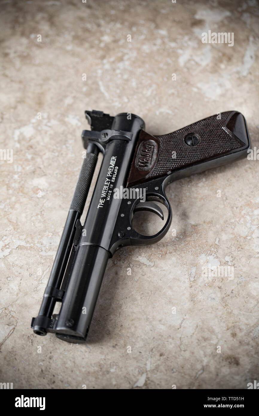 A Webley & Scott .22 ‘Premier’ spring-powered air pistol. These type of ...