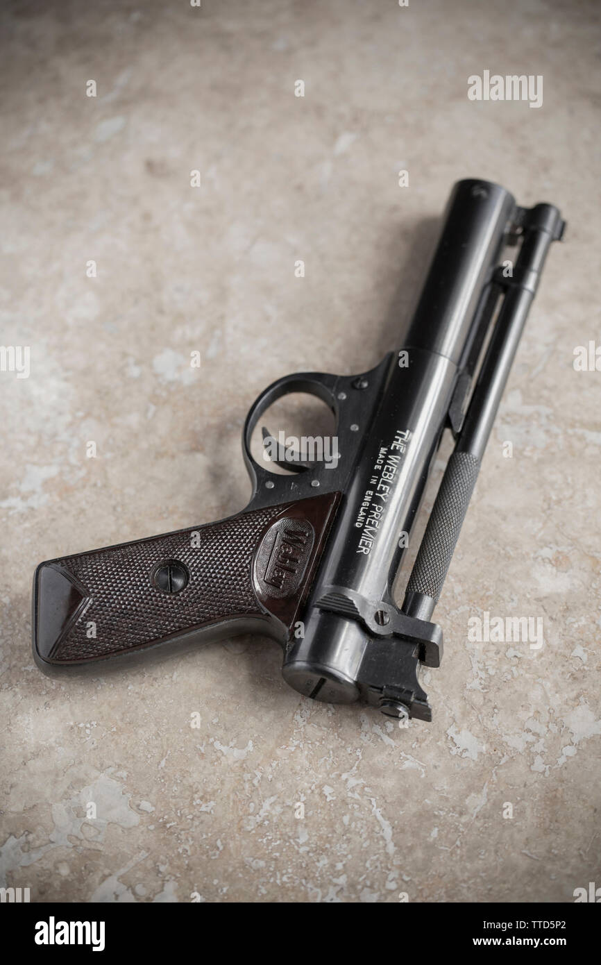 A Webley & Scott .22 ‘Premier’ spring-powered air pistol. These type of ...