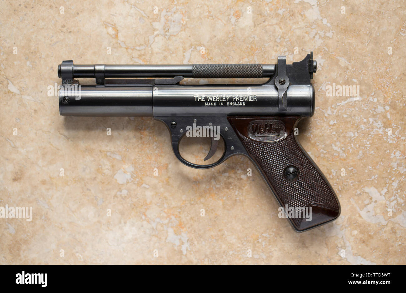 A Webley & Scott .22 ‘Premier’ spring-powered air pistol. These type of ...