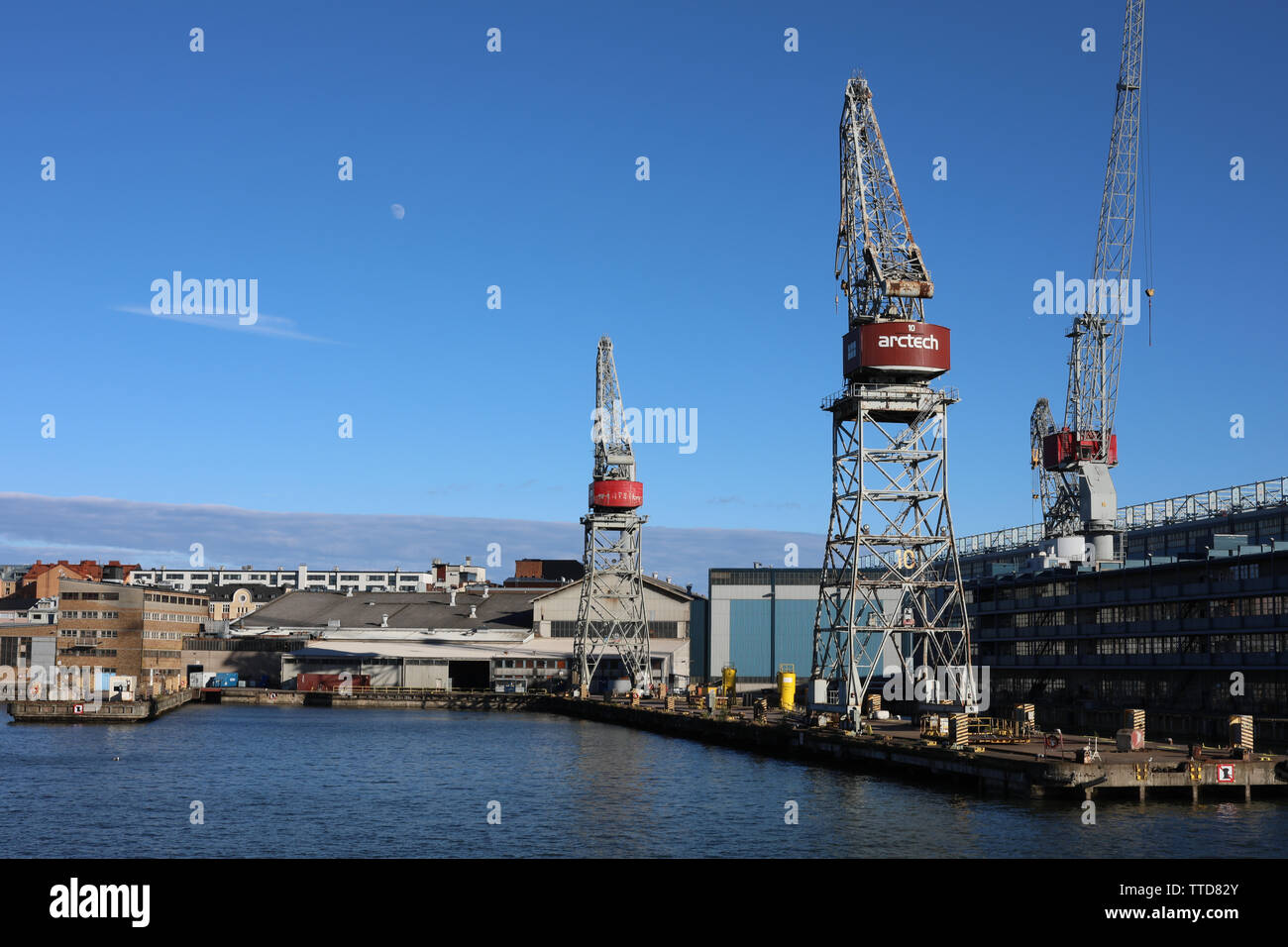 Hietalahti shipyard in evening sun in Helsinki, Finland Stock Photo - Alamy