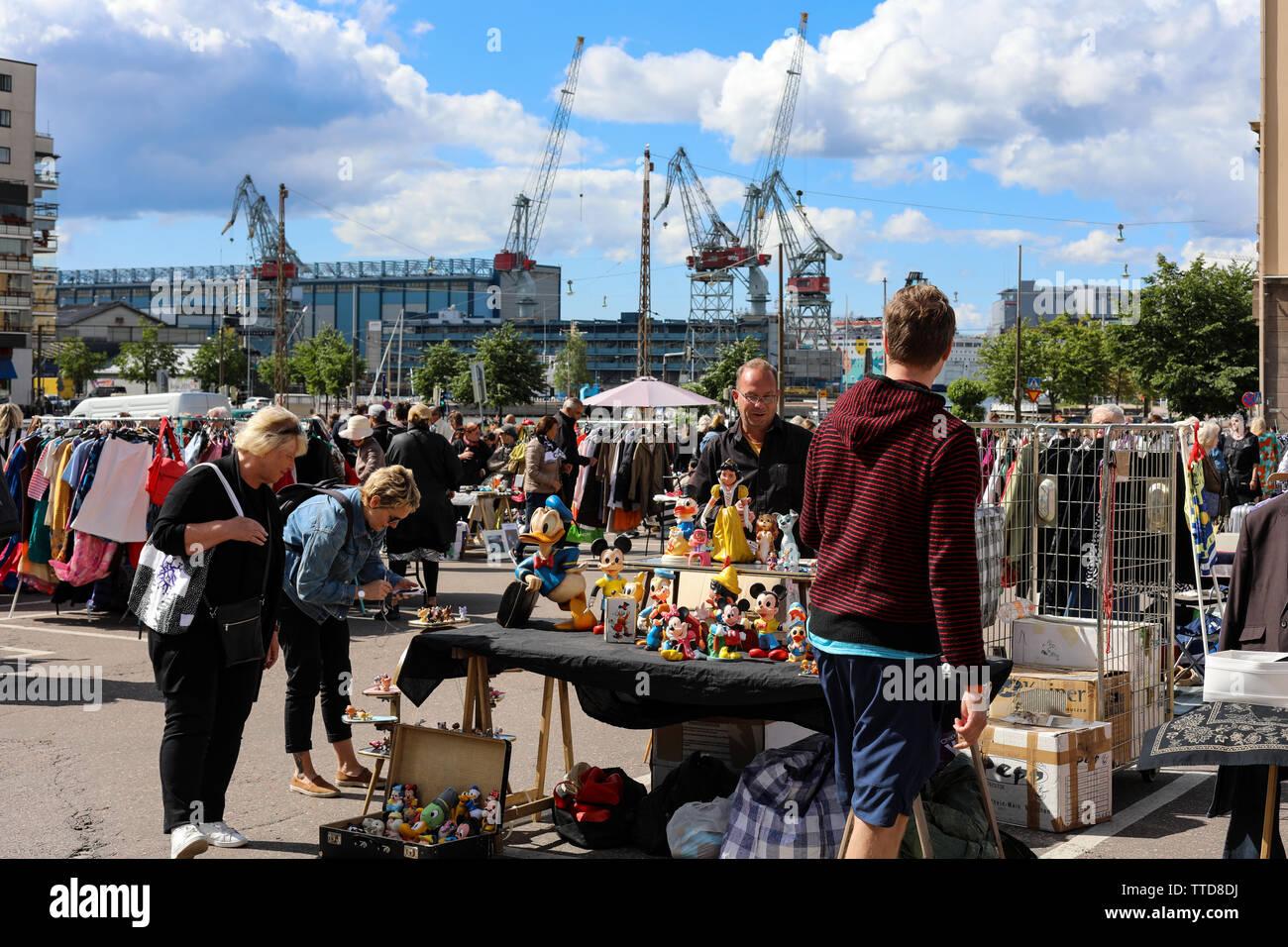 Hietalahti Square flea market in Helsinki, Finland Stock Photo - Alamy