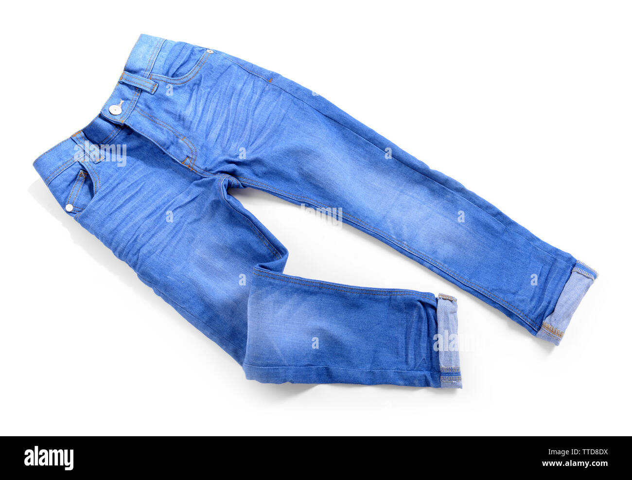 Blue jeans isolated on white background Stock Photo - Alamy
