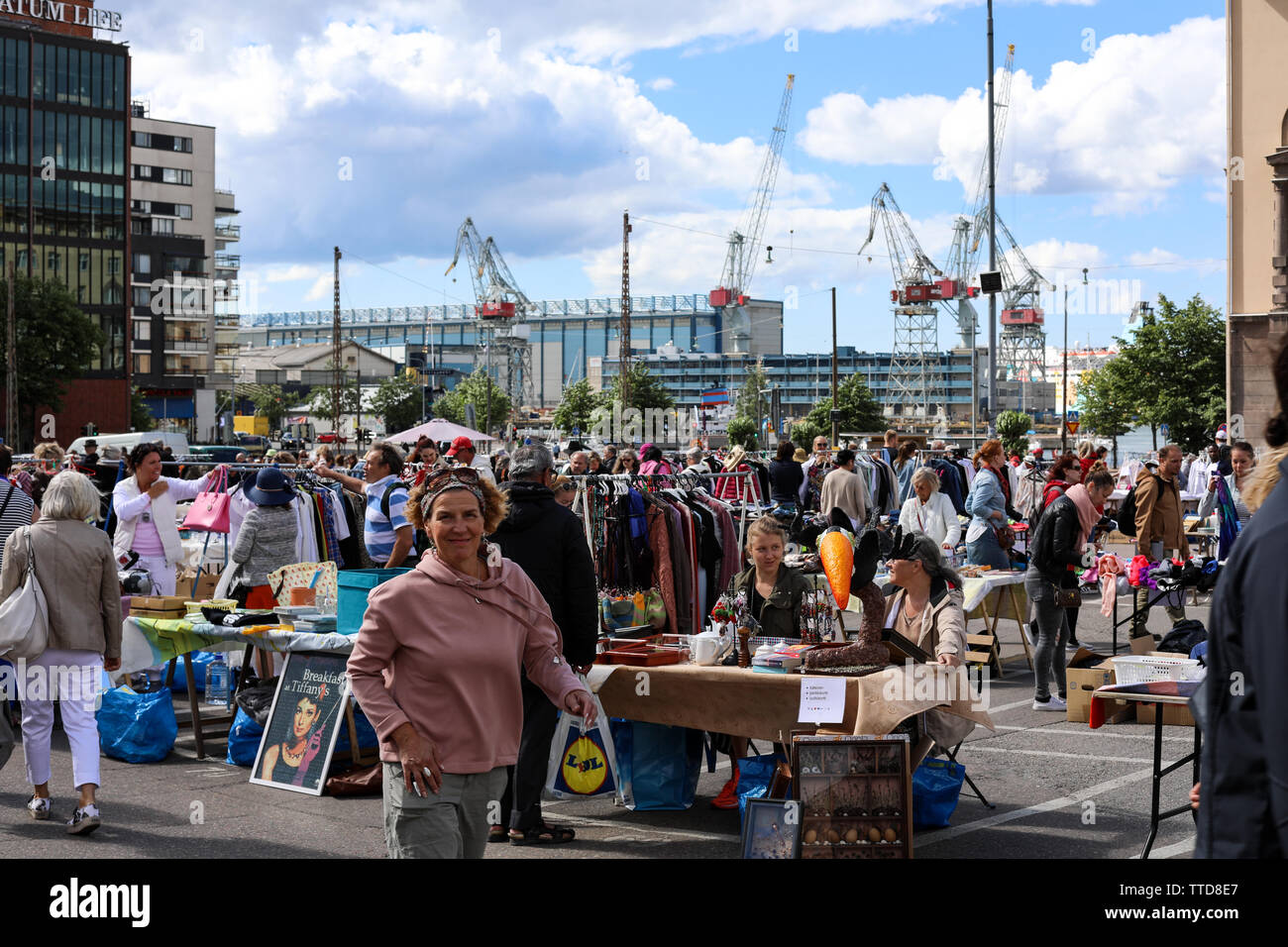 Hietalahti Square flea market in Helsinki, Finland Stock Photo - Alamy