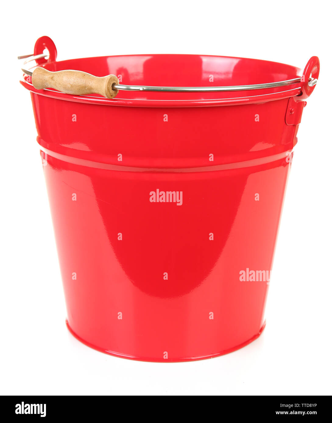 Red bucket isolated on white Stock Photo - Alamy