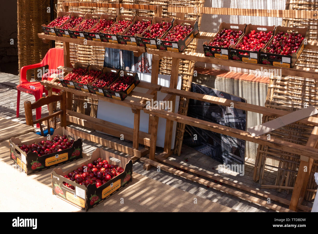 A display of cherries in boxes Stock Photo - Alamy