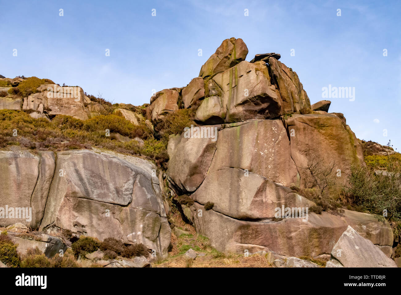 The Roaches a rocky ridge that is popular with climbers on the edge of ...