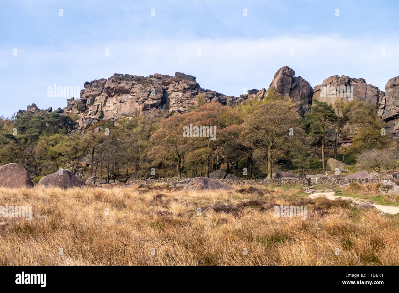 The Roaches a rocky ridge that is popular with climbers on the edge of ...