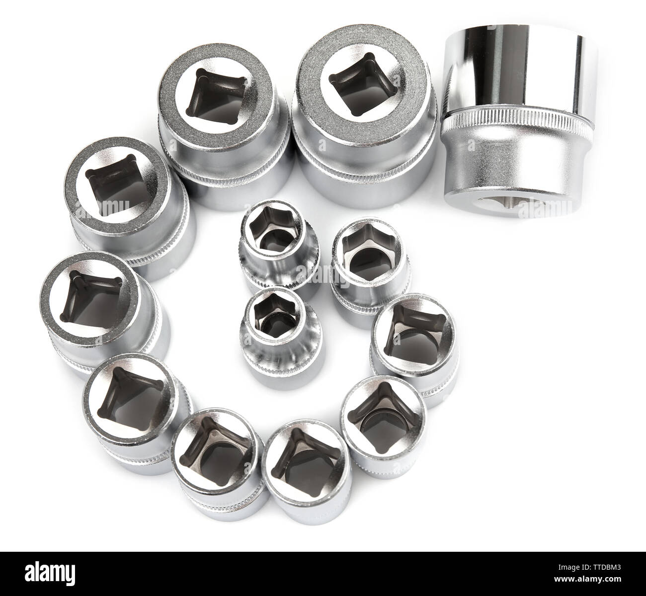 Sockets for a socket wrench isolated on white Stock Photo - Alamy