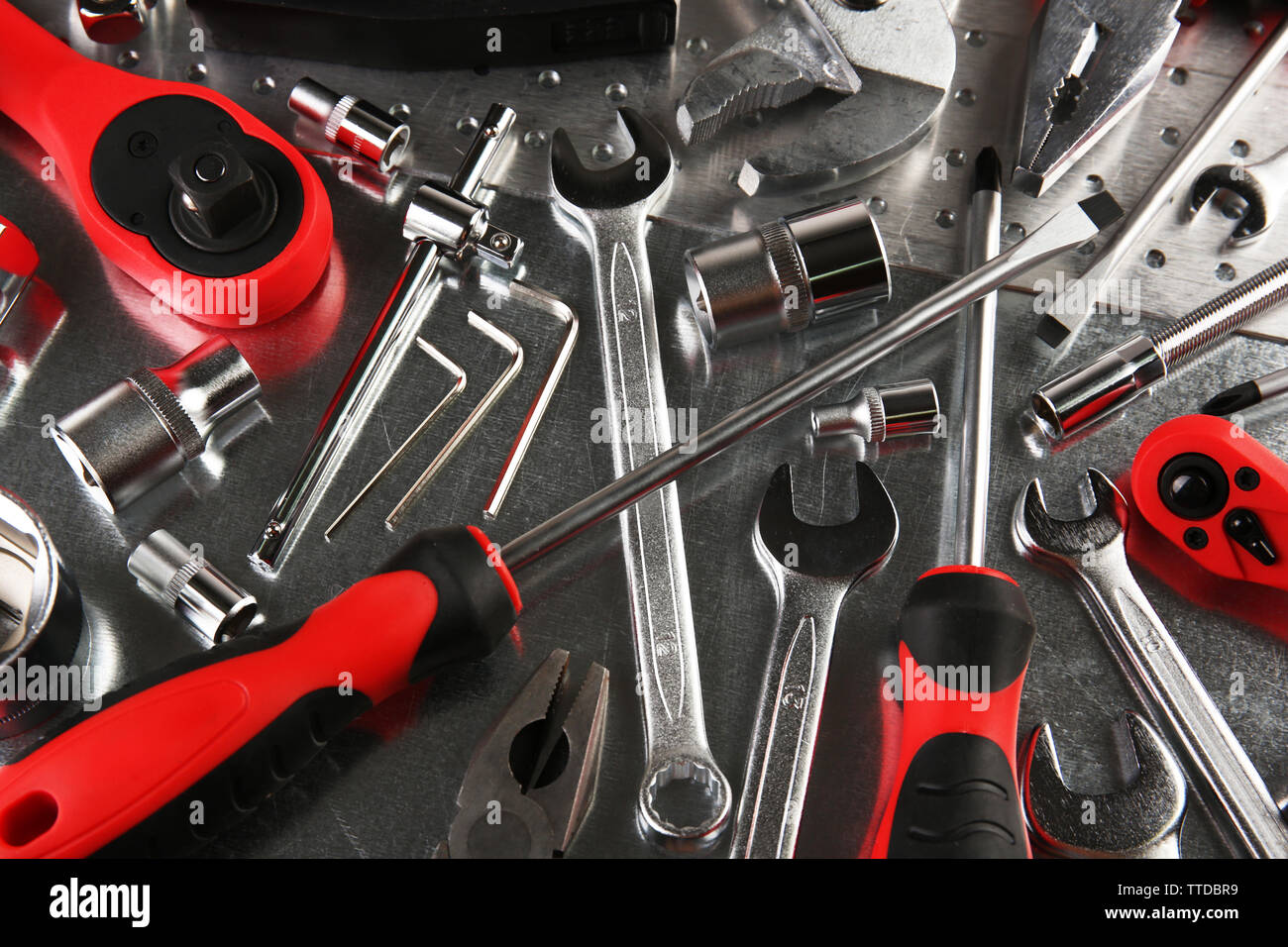 Different kinds of tools closeup Stock Photo - Alamy