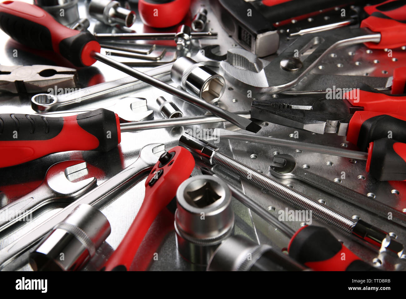 Different kinds of tools closeup Stock Photo - Alamy