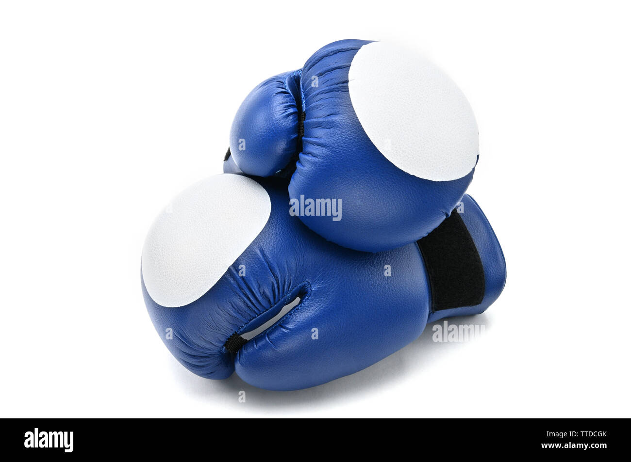 Blue boxing gloves on an isolated white background.Mitten Stock Photo ...