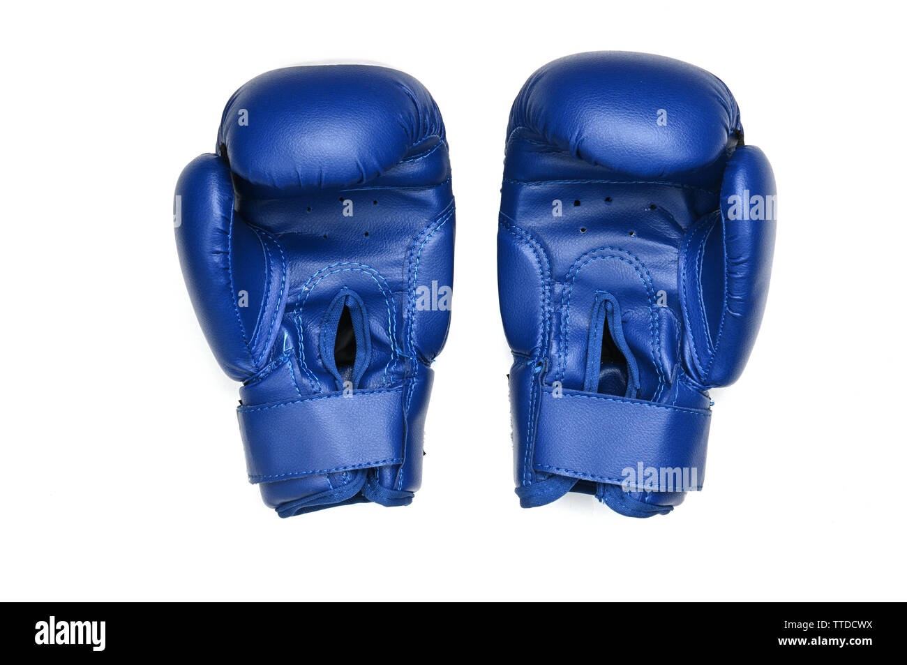 Blue boxing gloves on an isolated white background.Mitten Stock Photo ...