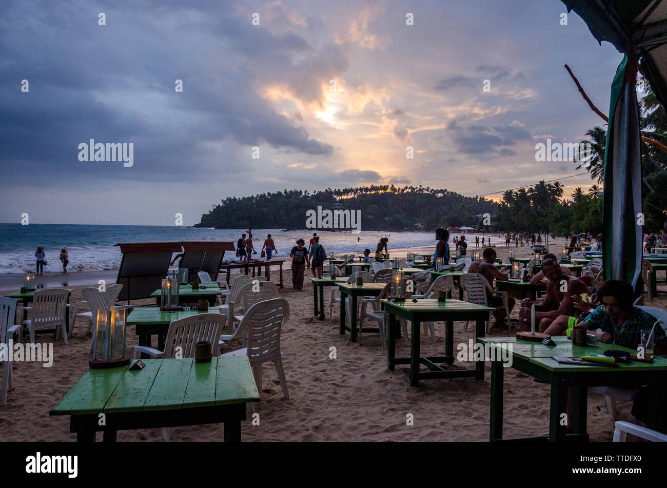 Sunset on a Beach in Mirissa Stock Photo - Alamy