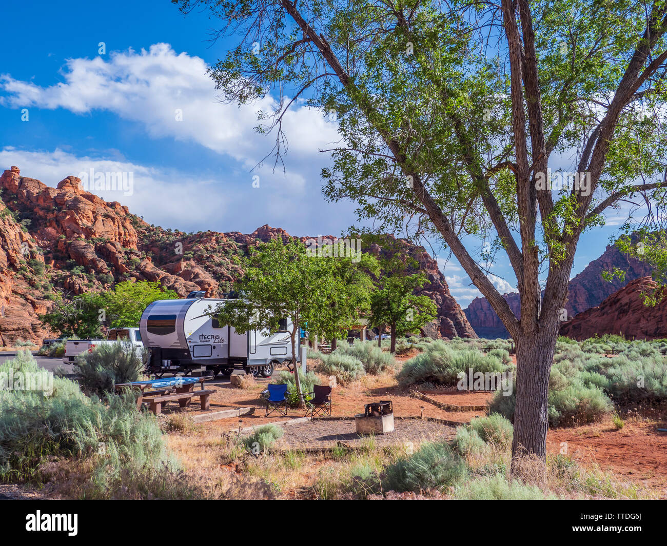 Trailer in campground, Snow Canyon State Park, Saint George, Utah Stock ...