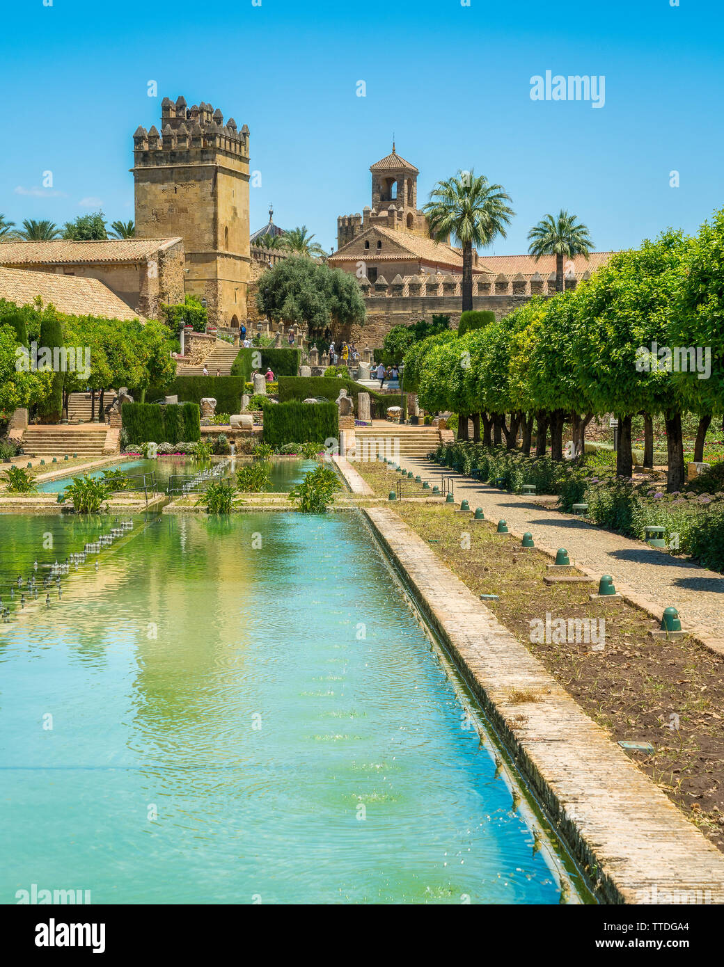 The beautiful Alcazar de los Reyes Cristianos (Alcazar of the Christian Monarchs) in Cordoba ...
