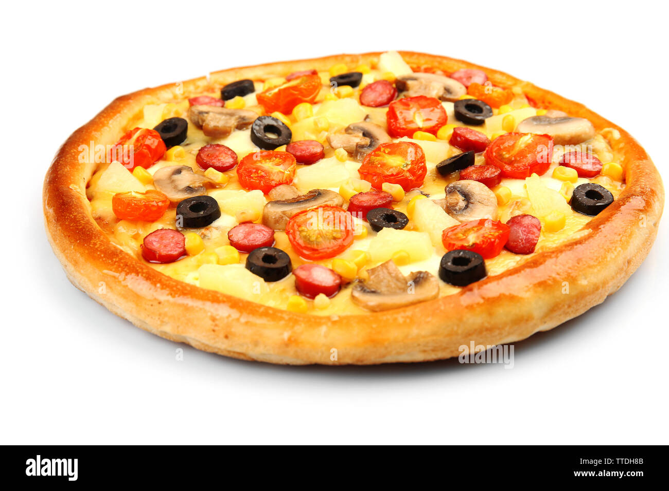 Delicious pizza, isolated on white Stock Photo - Alamy