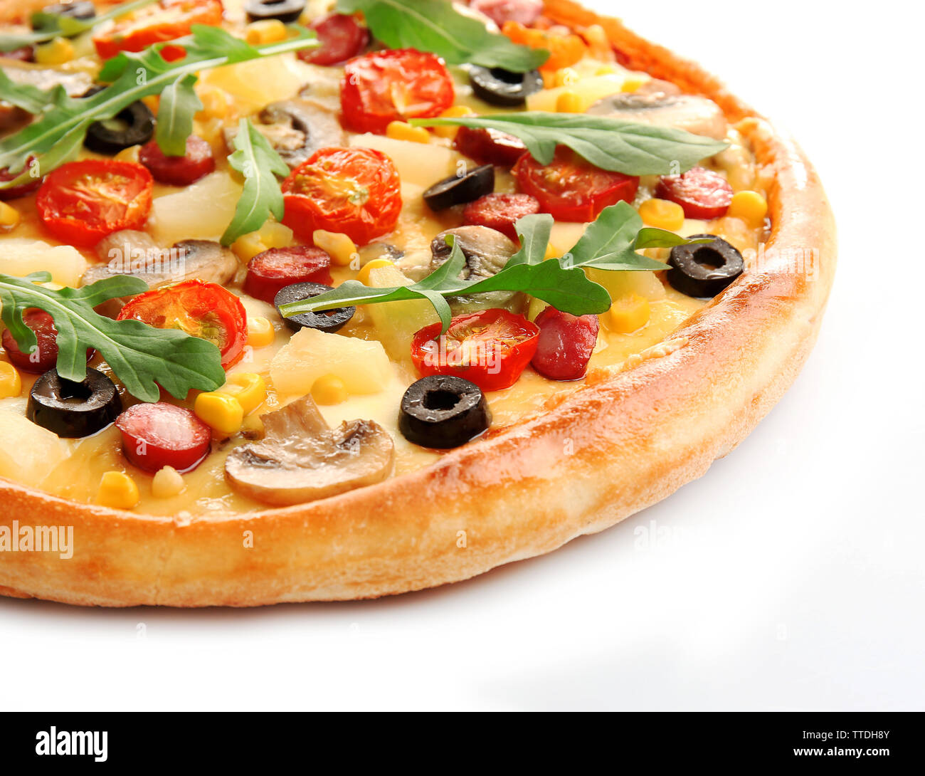 Delicious pizza, isolated on white Stock Photo - Alamy