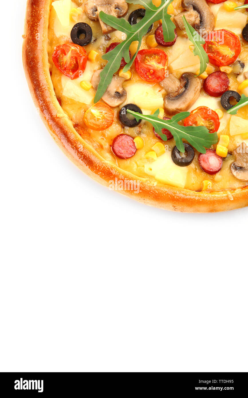 Delicious pizza, isolated on white Stock Photo - Alamy