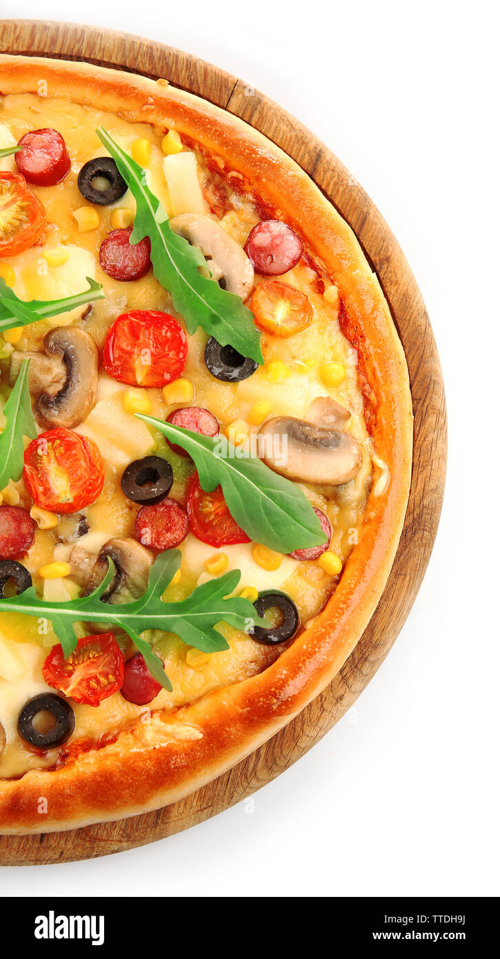 Delicious pizza, isolated on white Stock Photo - Alamy