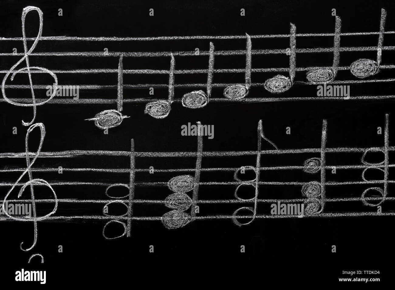 Blackboard with musical notes, close-up Stock Photo - Alamy