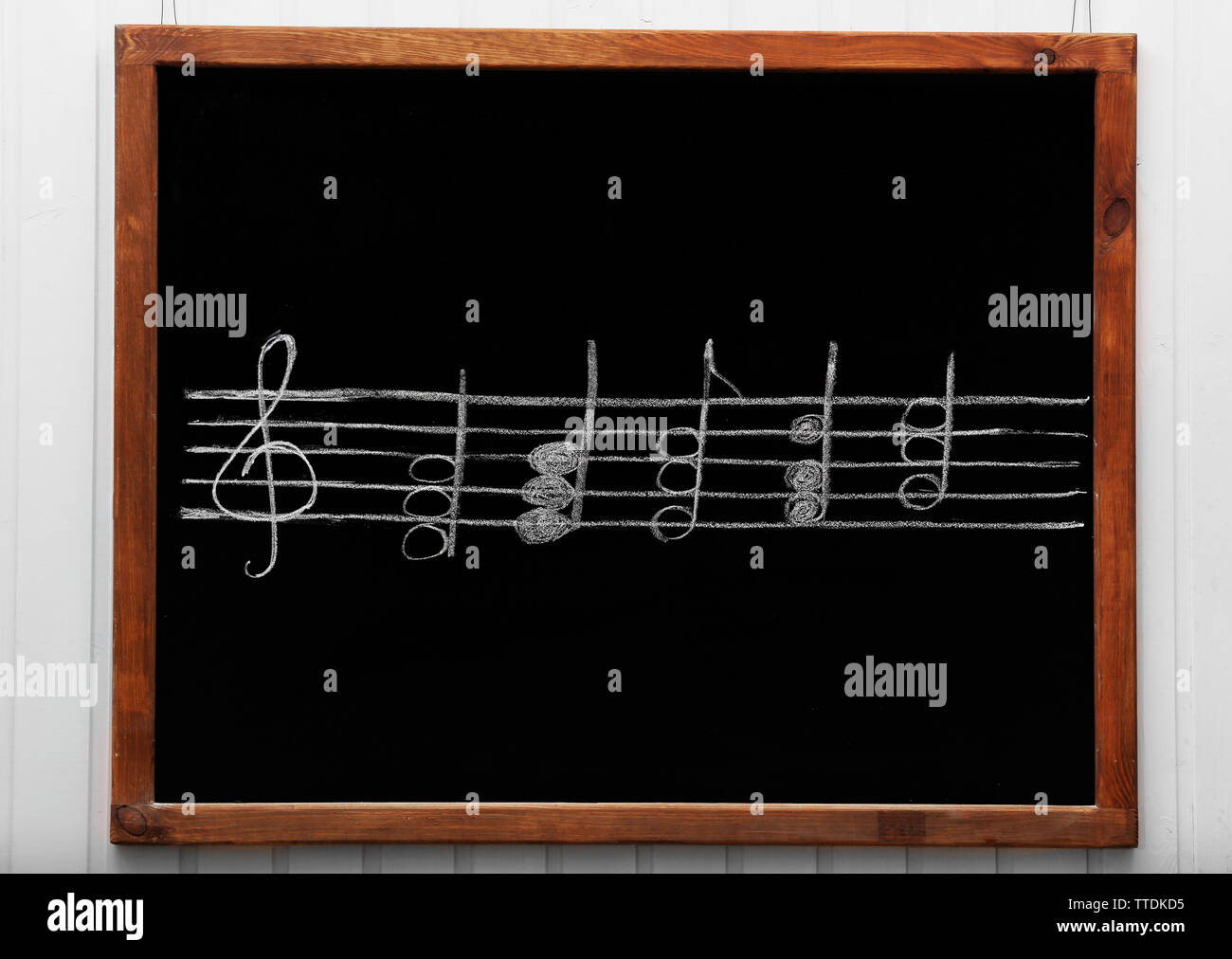 Blackboard with musical notes, close-up Stock Photo - Alamy