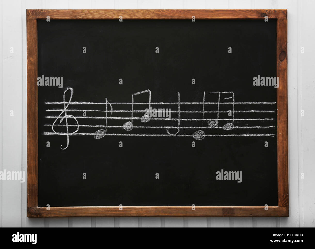 Blackboard with musical notes, close-up Stock Photo - Alamy