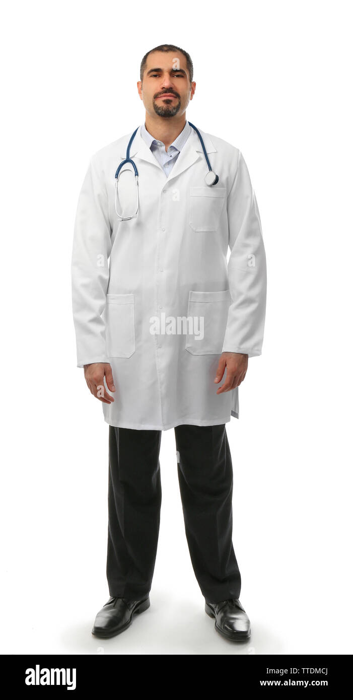 Portrait of a doctor isolated on white background Stock Photo - Alamy