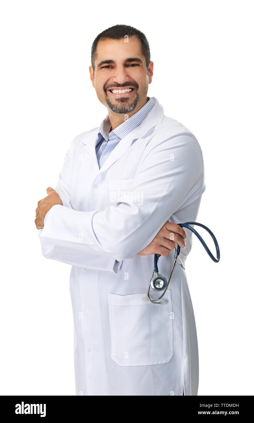 Portrait of a doctor isolated on white background Stock Photo - Alamy