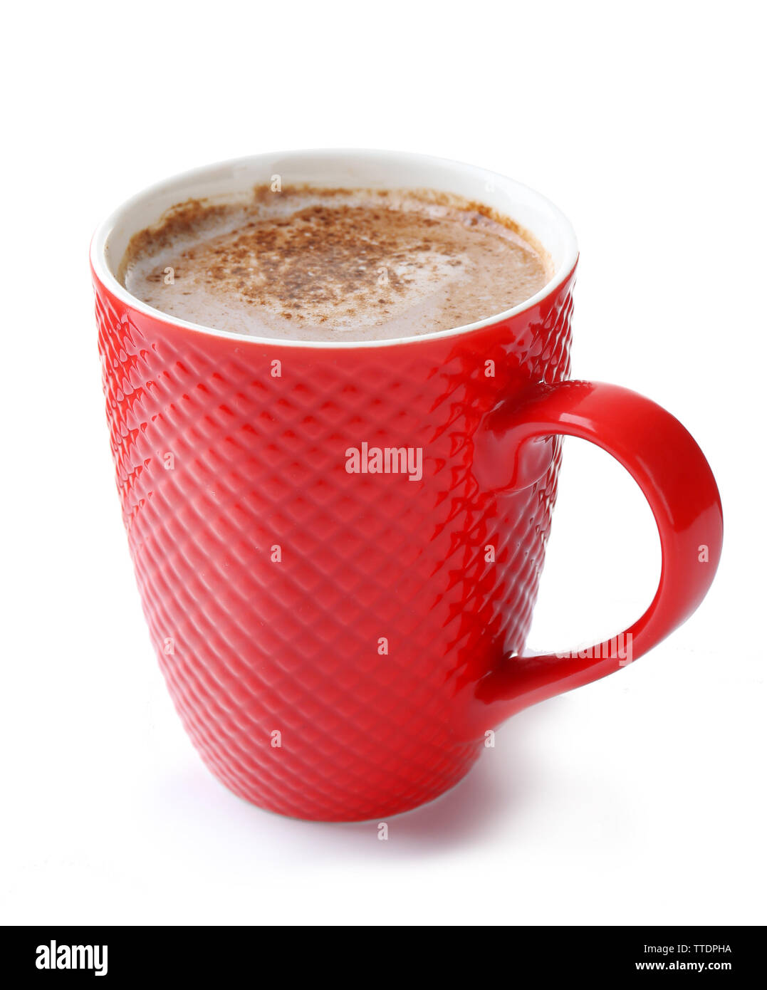 A red cup of cocoa, isolated on white Stock Photo - Alamy