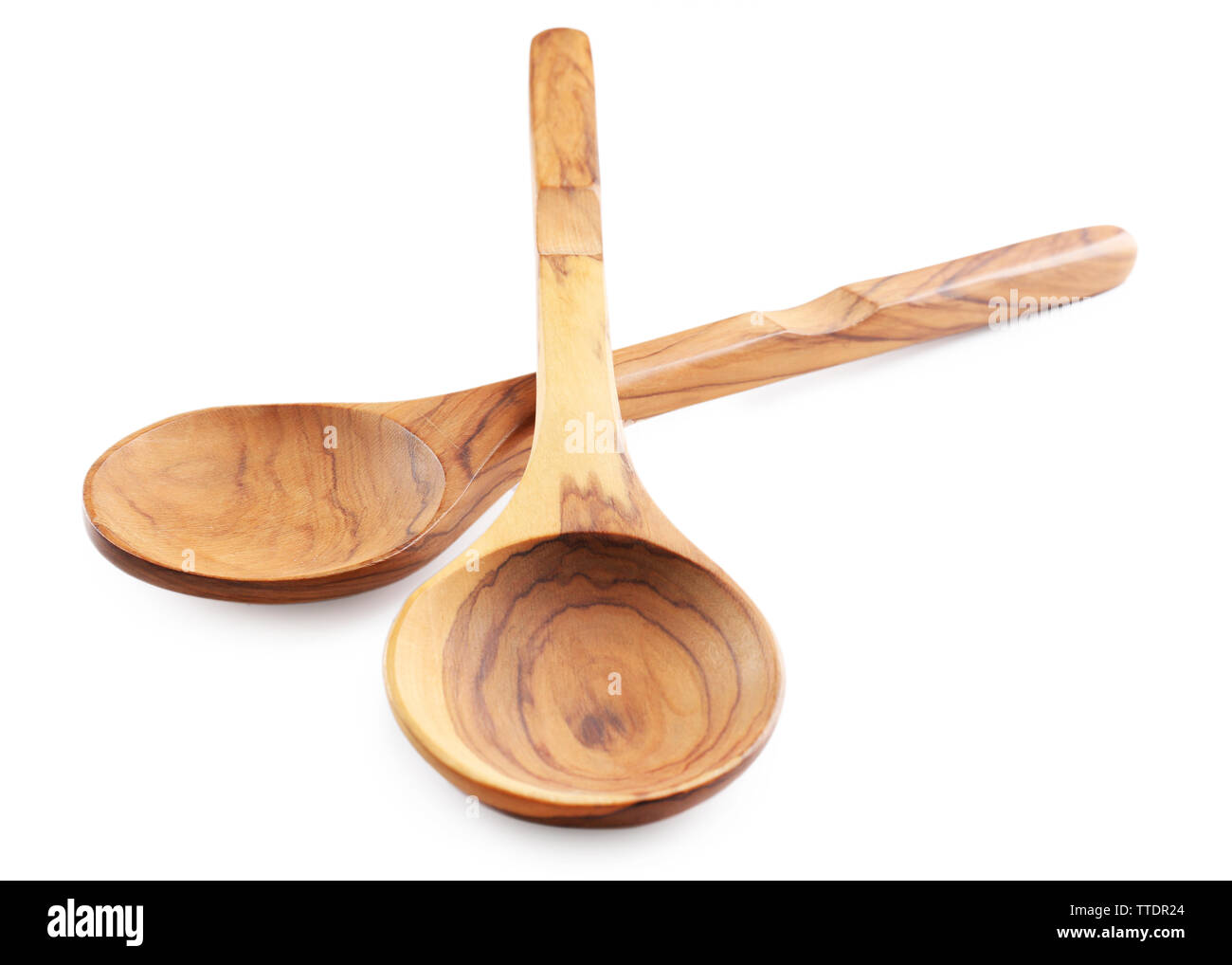 Two wooden spoons, isolated on white Stock Photo - Alamy