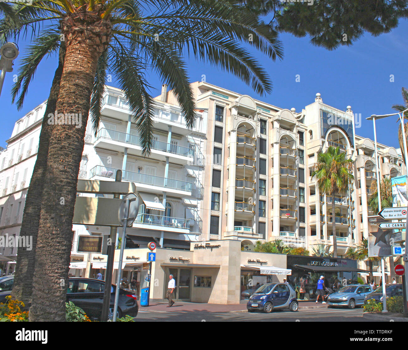 Cannes, France - August 6, 2013: Promenade de la Croisette, prominent ...